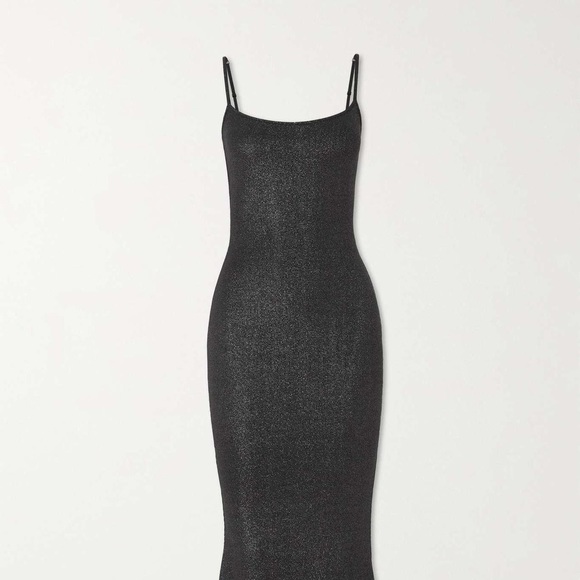 SKIMS | Dresses | Skims Lounge Ribbed Stretch Modal Silver And Tin Maxi ...